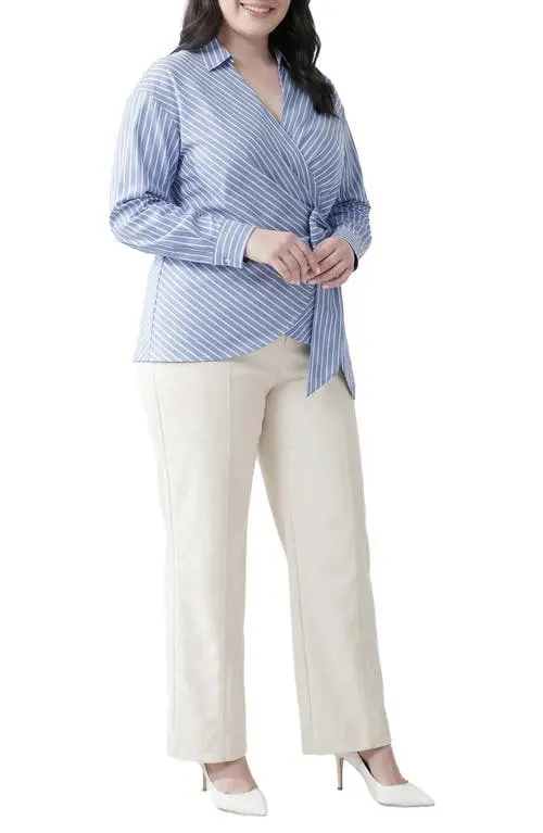 STANDARDS & PRACTICES Striped Wrap Front Shirt