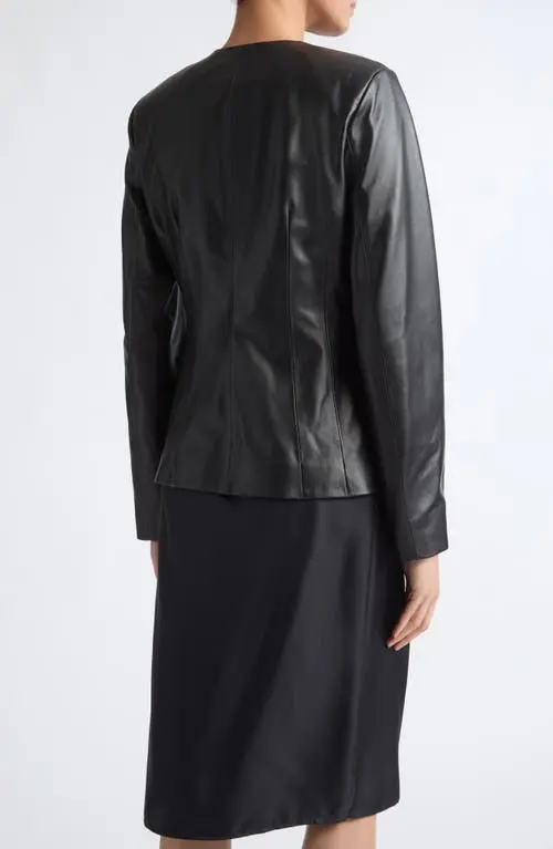 Loulou De Saison Adéa Collarless Lambskin Leather Jacket - Black