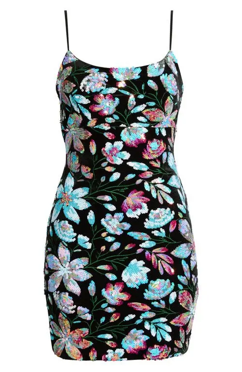 EMERALD SUNDAE Sequin Floral Bodycon Minidress