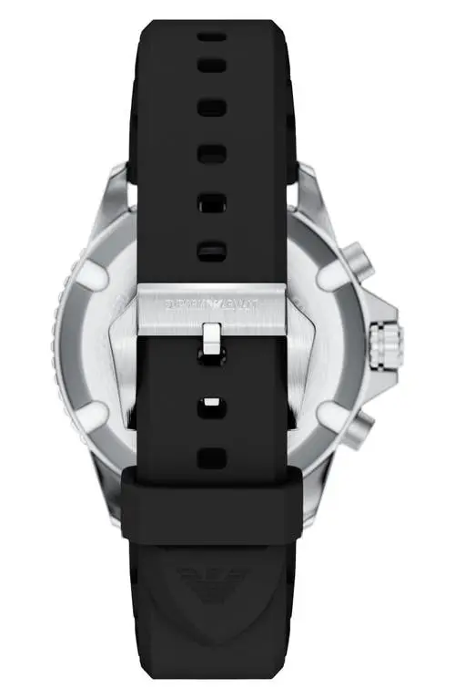 Emporio Armani World Explorer Solar Chronograph Silicone Strap Watch