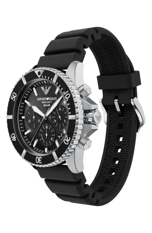 Emporio Armani World Explorer Solar Chronograph Silicone Strap Watch