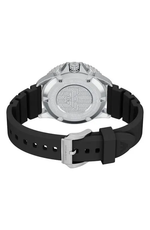 Emporio Armani World Explorer Solar Chronograph Silicone Strap Watch