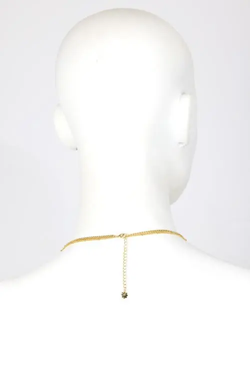 ATHRA LUXE Imitation Pearl And Pavé Cross Layered Y-necklace