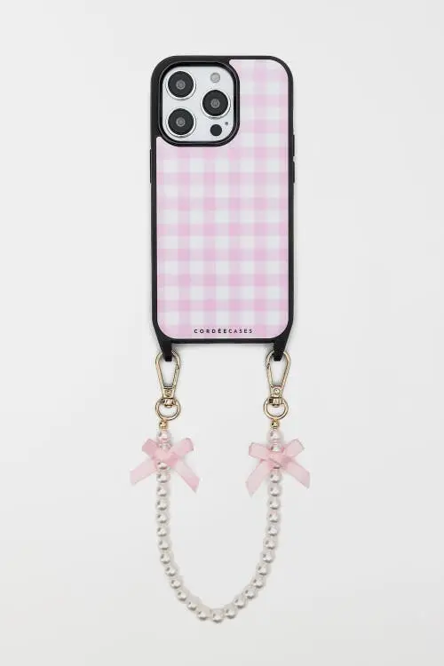 Cordée Cases Gingham Darling Phone Wristlet Set - Blush