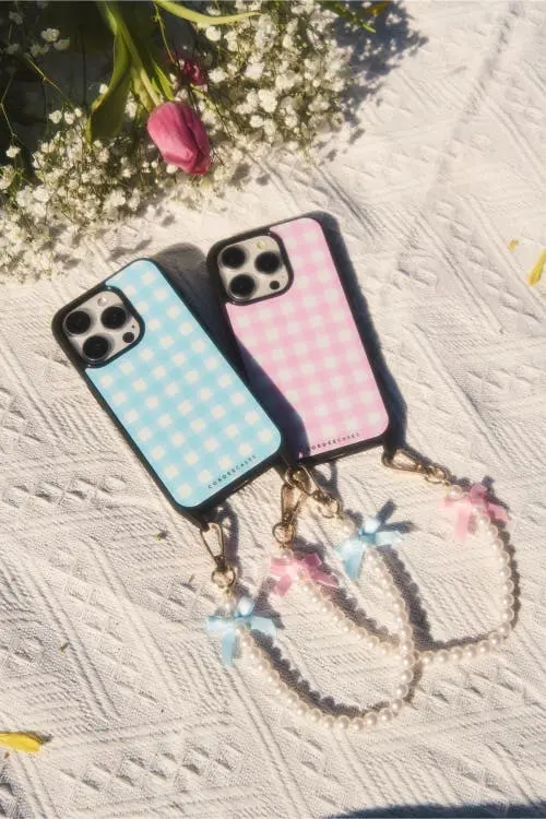 Cordée Cases Gingham Darling Phone Wristlet Set - Blush