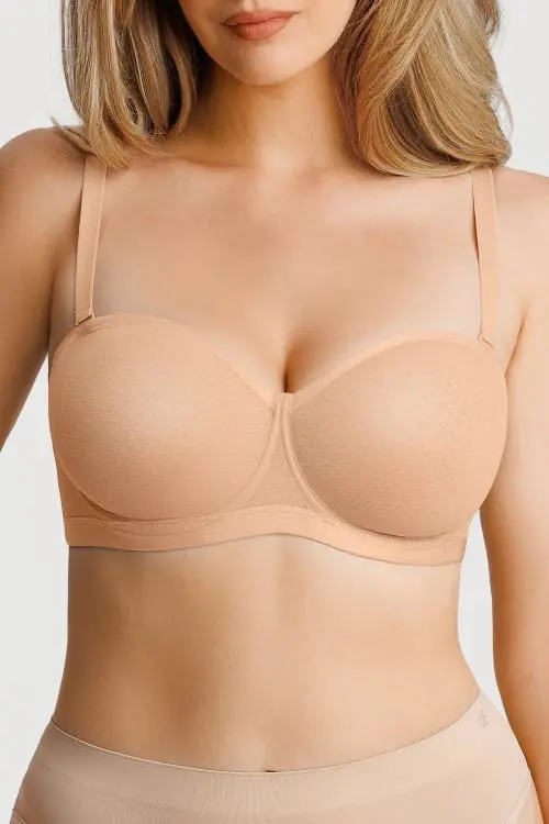 POPILUSH Non-slip Push-up Convertible Strapless Adejustable Bra - Cream