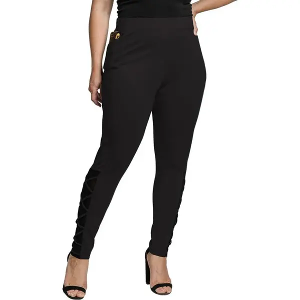 STANDARDS & PRACTICES Interlaced Mesh Detail Leggings - Black