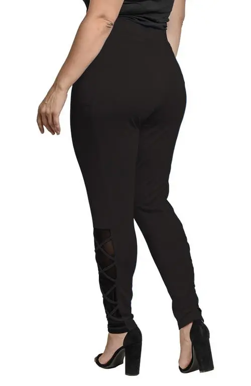 STANDARDS & PRACTICES Interlaced Mesh Detail Leggings - Black