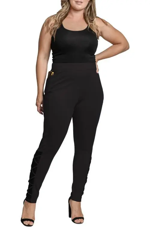 STANDARDS & PRACTICES Interlaced Mesh Detail Leggings - Black