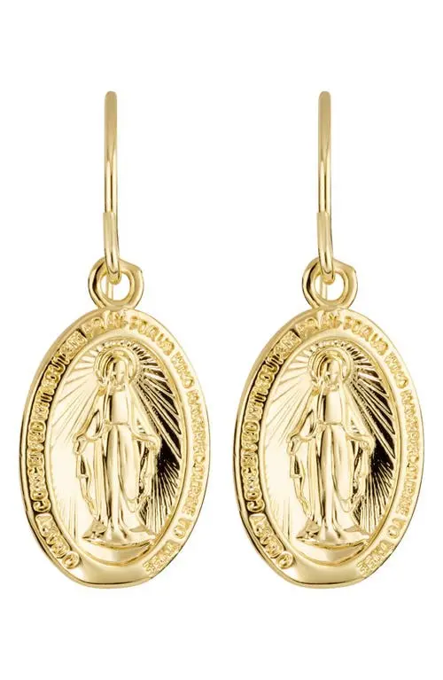ATHRA LUXE Virgin Mary Medallion Drop Earrings - Gold