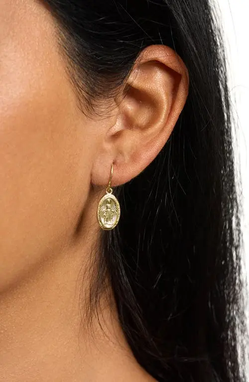 ATHRA LUXE Virgin Mary Medallion Drop Earrings