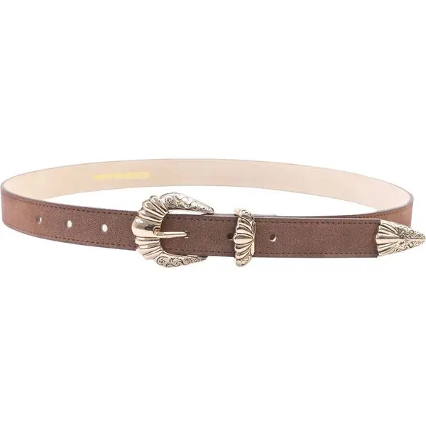 PETIT MOMENTS Margaux Faux Leather Belt With Engraved Buckle - Brown