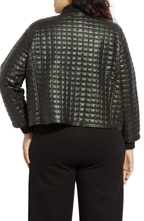 Lyssé Agnes Quilted Faux Leather Crop Jacket