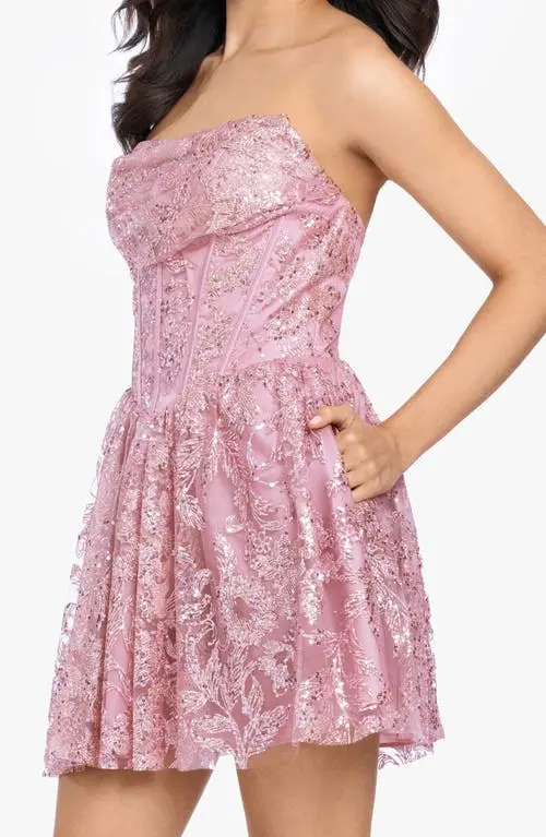 BLONDIE NITES Sequin Corset Strapless Cocktail Minidress