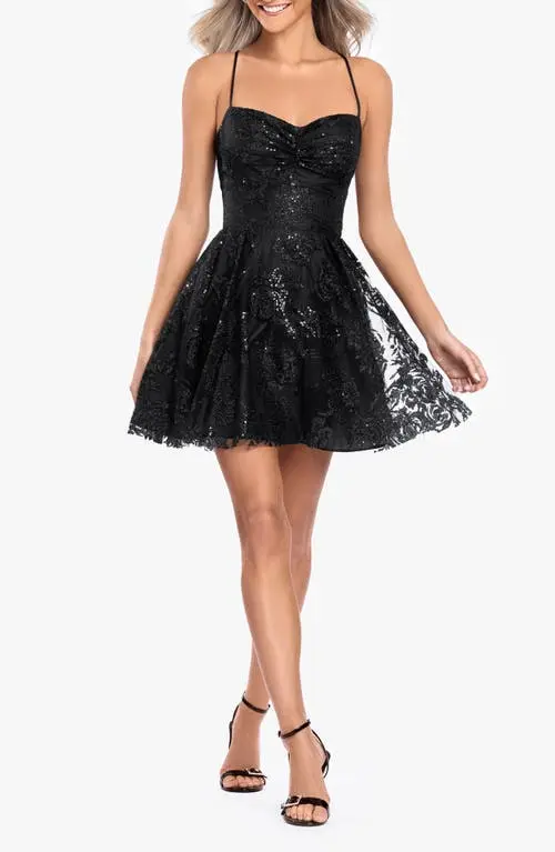 BLONDIE NITES Pinch Glitter Party Minidress - Black