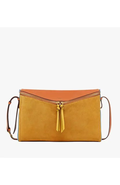 Mcm Large Shoulder Bag In Suede And Calf Leather