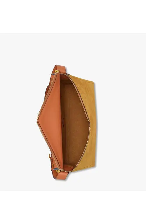 Mcm Large Shoulder Bag In Suede And Calf Leather