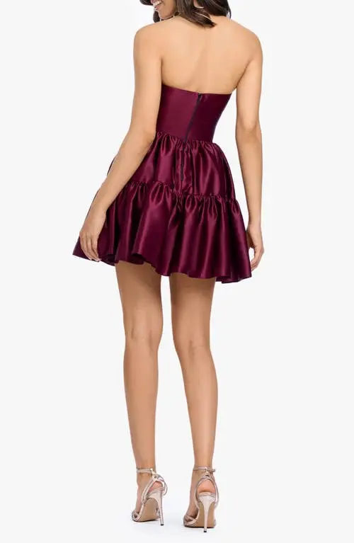 BLONDIE NITES Strapless Satin Corset Tiered Minidress