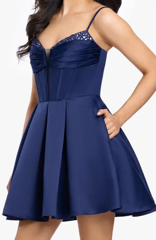 BLONDIE NITES Beaded Sweetheart Neck Fit & Flare Party Dress