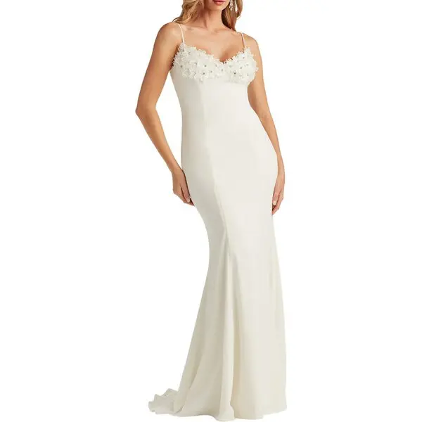 Tadashi Shoji 3d Flower Mermaid Gown