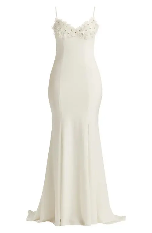 Tadashi Shoji 3d Flower Mermaid Gown