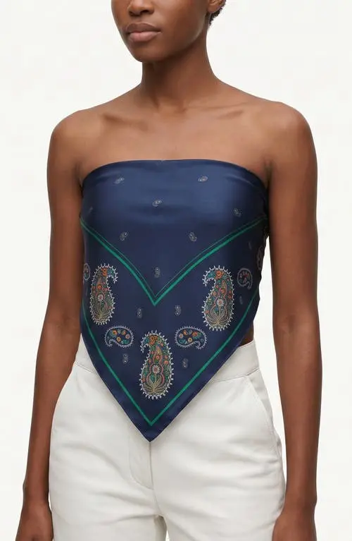 JESSIE ZHAO NEW YORK Paisley Nocturne Double Sided Silk Scarf - Blue