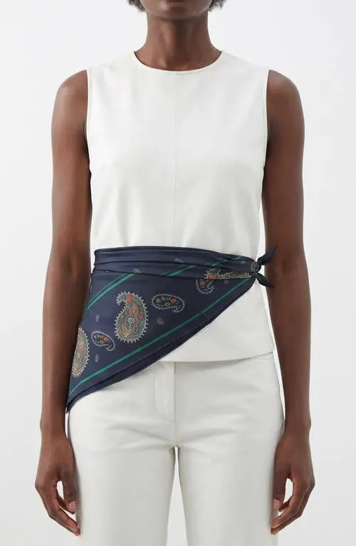 JESSIE ZHAO NEW YORK Paisley Nocturne Double Sided Silk Scarf - Blue