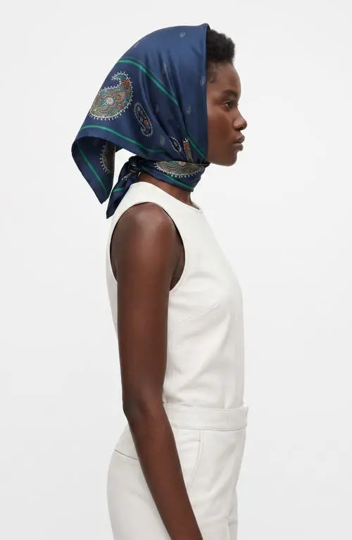 JESSIE ZHAO NEW YORK Paisley Nocturne Double Sided Silk Scarf - Blue
