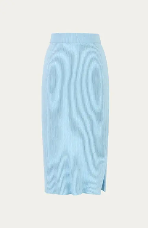 JUANA Sera Rib Knit Midi Skirt With Slit - Blue