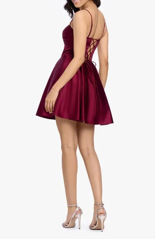BLONDIE NITES Lace Back Fit & Flare Mini Dress