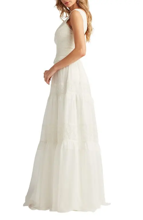 Tadashi Shoji Lace Sleeveless Chiffon Gown