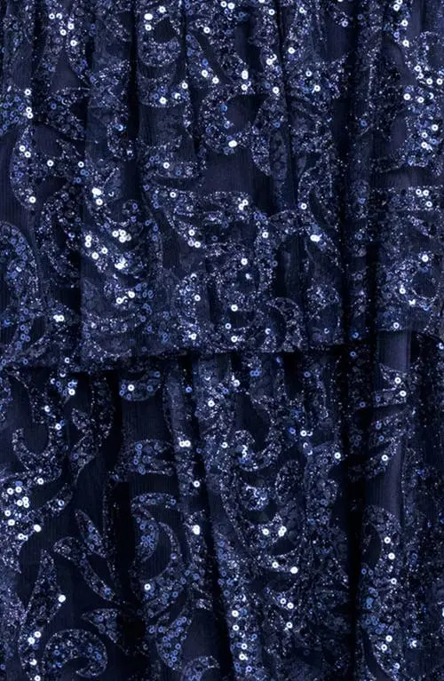 BLONDIE NITES Sequin Tiered Fit & Flare Mini Dress