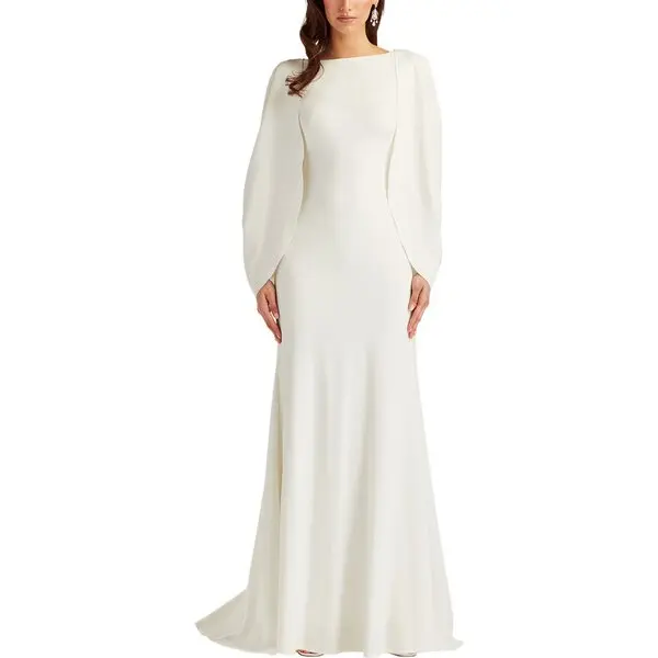 Tadashi Shoji Low Back Crepe Gown
