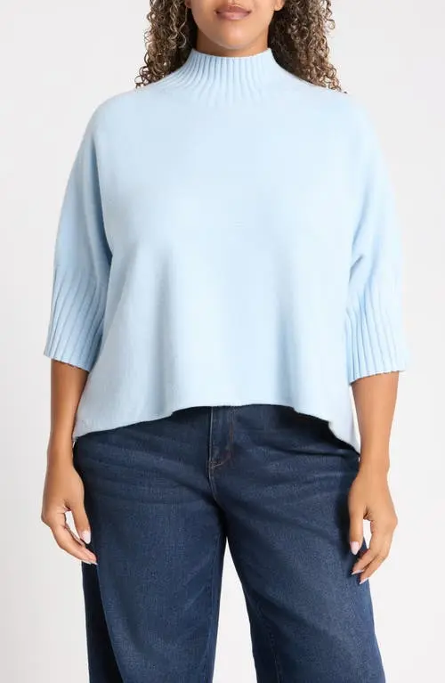 RAIN AND ROSE Fine-gauge Cropped Turtleneck Sweater - Blue