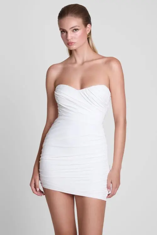 LEAU Solstice Strapless Sculpt Mini Dress - White