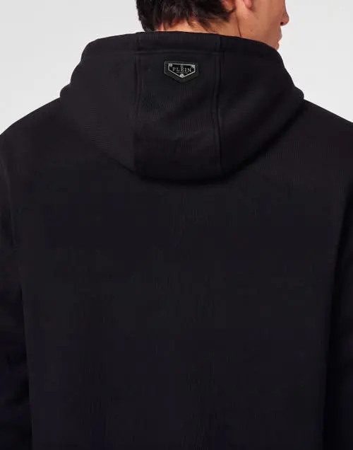 Philipp Plein Skull Graphic Embellished Cotton Hoodie - Black
