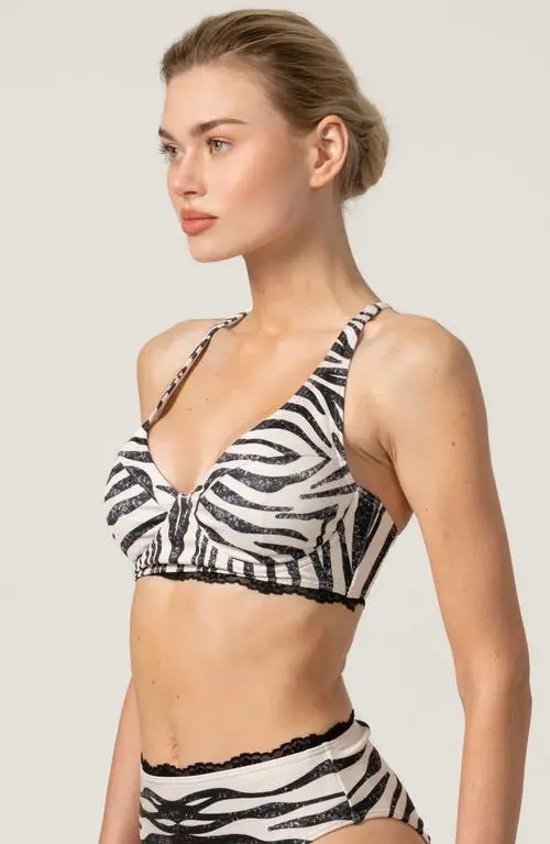 JESSIE ZHAO NEW YORK Zebra Stripe Bikini Top