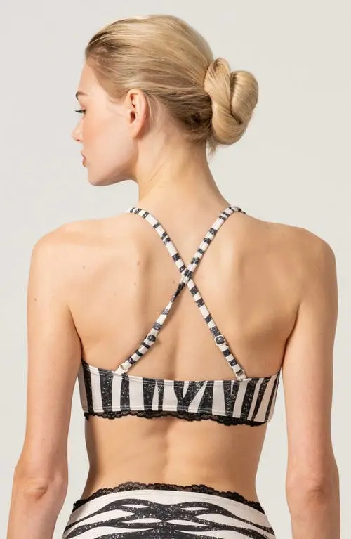 JESSIE ZHAO NEW YORK Zebra Stripe Bikini Top