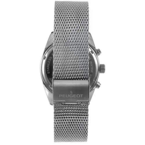 PEUGEOT Stainless Steel Multi-function Watch With Mesh Band - Blue