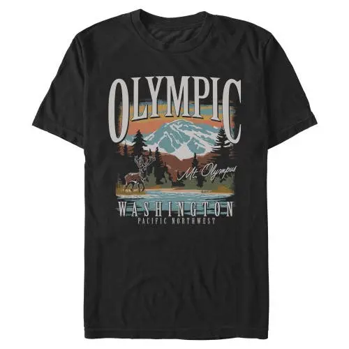 LOST GODS Olympic Deer Short Sleeve Graphic T-shirt - Black