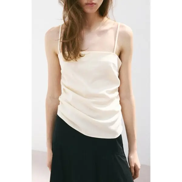 Mango Ruched Square Neck Camisole