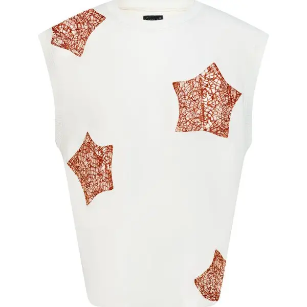 UCHÈ Sequin Patch Sleeveless Shirt - White