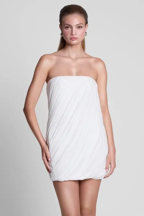 LEAU Swan Strapless Twist Drape Mini Dress