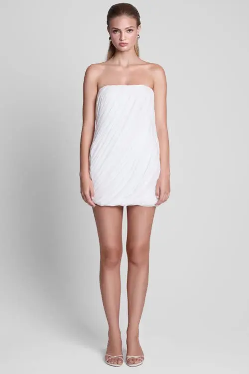 LEAU Swan Strapless Twist Drape Mini Dress