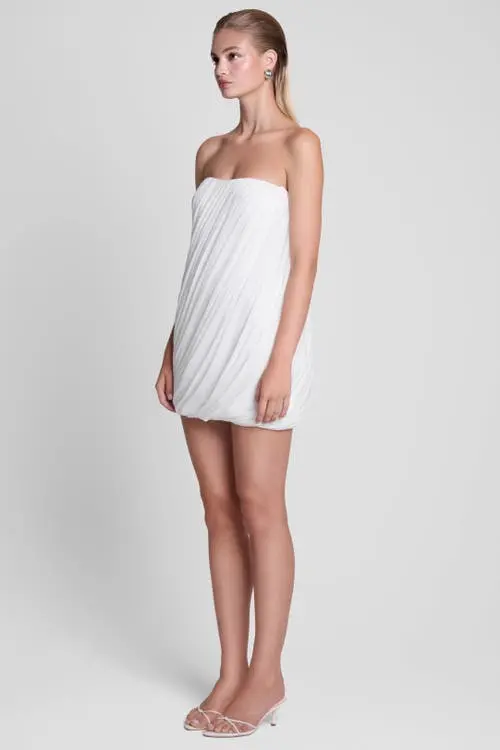 LEAU Swan Strapless Twist Drape Mini Dress