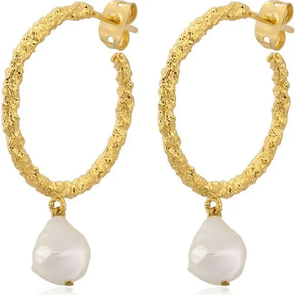 PERACAS Bianca Hoop Earrings With Pearl Drop