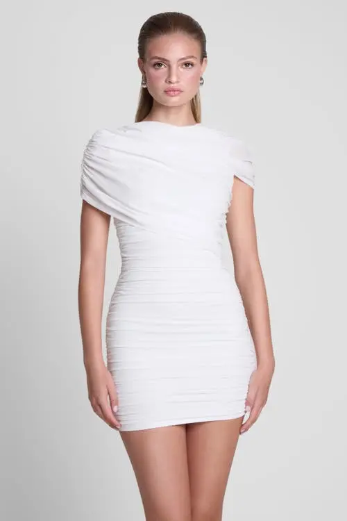 LEAU Dolce Drape Mesh Mini Dress