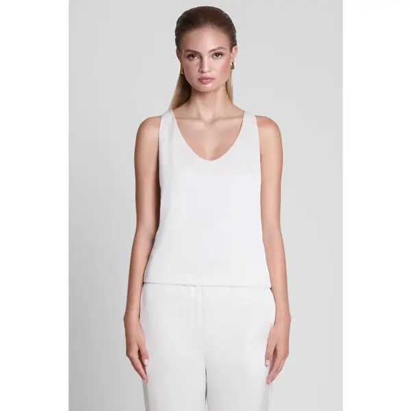 LEAU Suri Satin Racerback Top - White