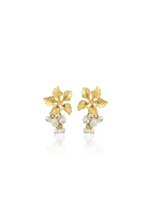PERACAS Magnolia Grape Drop Earrings - Ivory