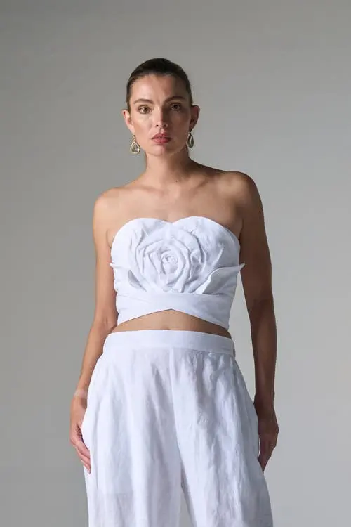 JBQ Cypress Strapless Floral Appliqué Top